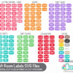 Craft Room Labels SVG Files and Printable Stickers Cut Files