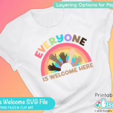 Everyone is Welcome Here Rainbow SVG for Crafting