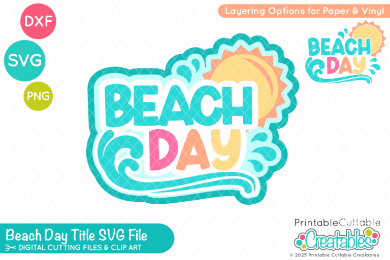 Beach Day SVG Scrapbook Title for Cricut