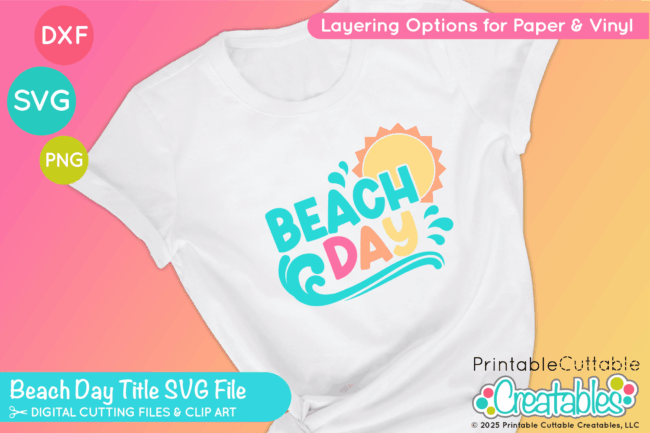 Beach Day SVG Scrapbook Title for Cricut