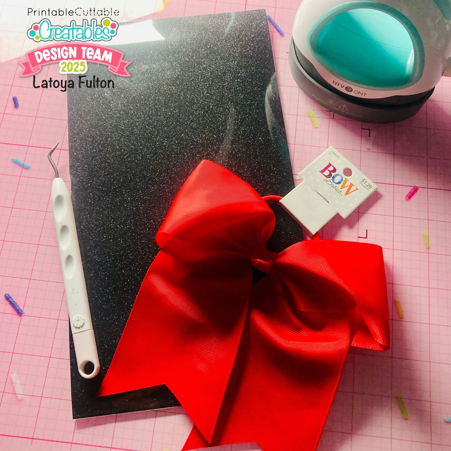 DIY Cheer Bow with Glitter HTV