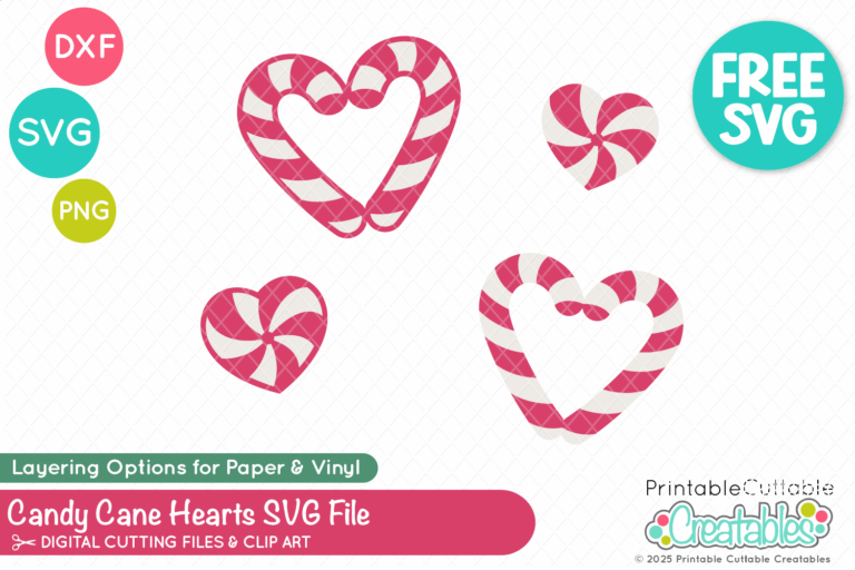 Candy Cane Hearts Free SVG File for Cricut crafting