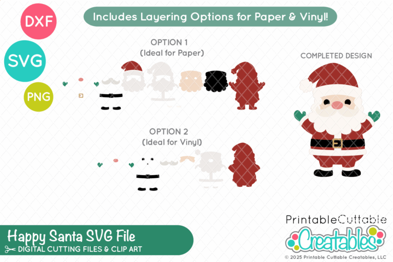 Happy Santa SVG File for Cricut and Silhouette crafting
