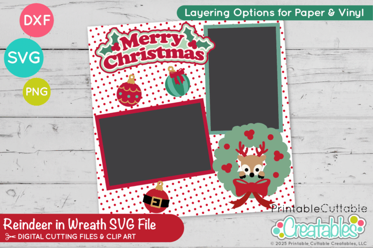 Reindeer in Christmas Wreath SVG File for Cricut crafts