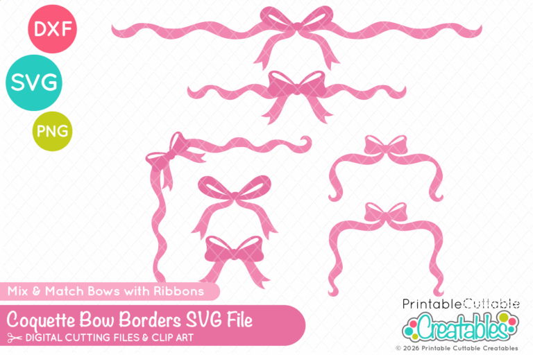 Coquette Bows Borders SVG Set for Cricut crafting