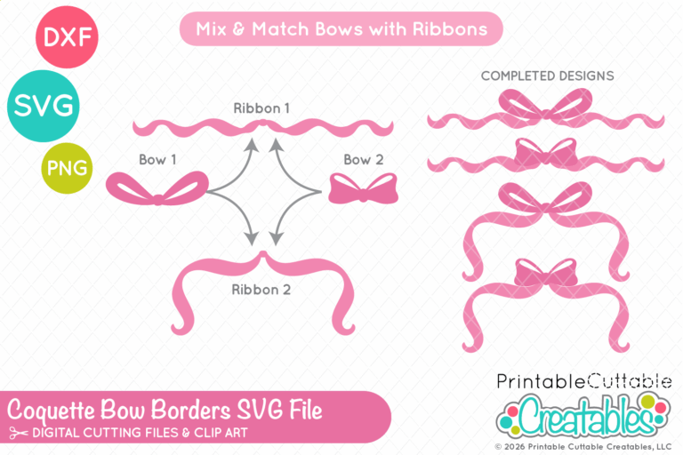 Coquette Bows Borders SVG Set for Cricut crafting