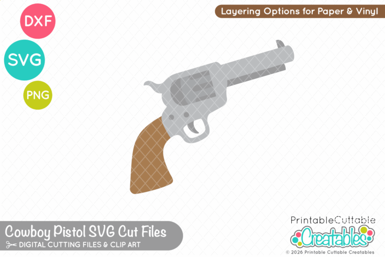 Wild West Cowboy Pistol SVG File for Cricut and Silhouette